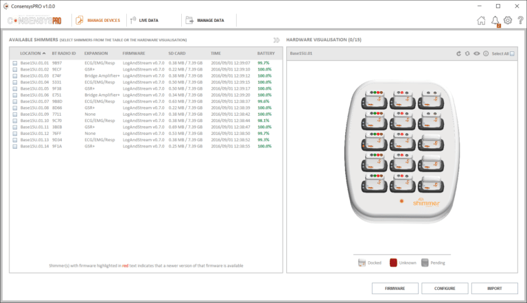 ConsensysPRO Software - Shimmer Wearable Sensor Technology